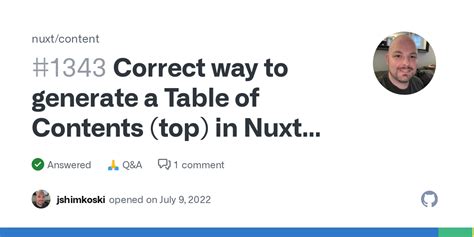 Correct Way To Generate A Table Of Contents Top In Nuxt Content V2 · Nuxt Content