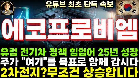 에코프로비엠 주가전망 단독 유럽 전기차 정책 힘입어 25년 다시 재성장 주가 여기를 목표로 함께 갑시다 Youtube
