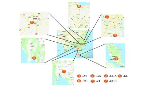 Map Of Sampling Sites Of The Seven Macrobrachium Rosenbergii Populations Download