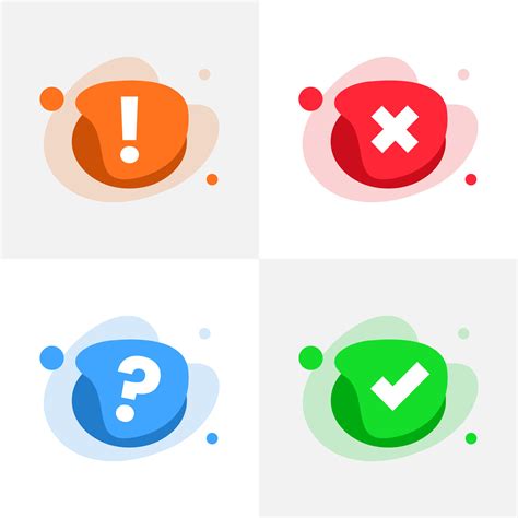 Warning Cross Question And Tick Or Check Mark Pop Up Ui Concept Illustration Flat Design