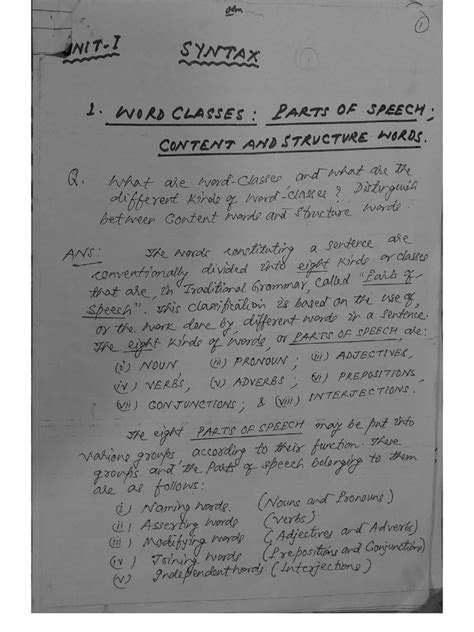 Syntax Word Class Pdf