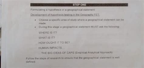 Solved Formulating A Hypothesis Or A Geographical Statement
