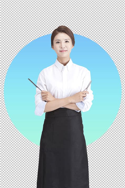 빗과 가위를 들고 있는 여성 미용사 Png 유토이미지 상세페이지 베이직샵 사진 22097809