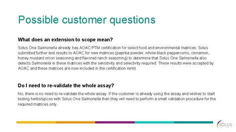 Solus One Salmonella Aoac Extension To Scope Herbs