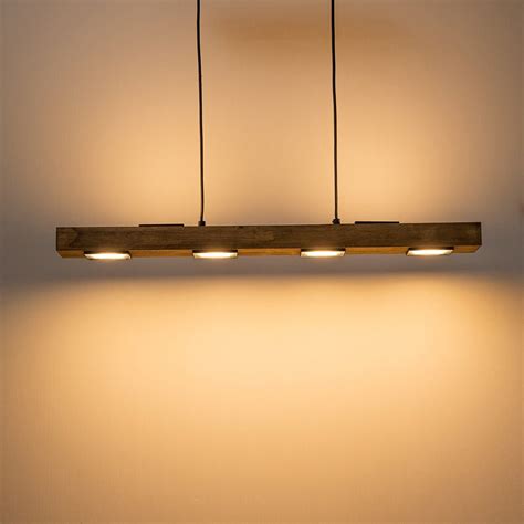 Dimmable Led Rustic Linear Oak Wood Island Pendant Lightfixturesusa