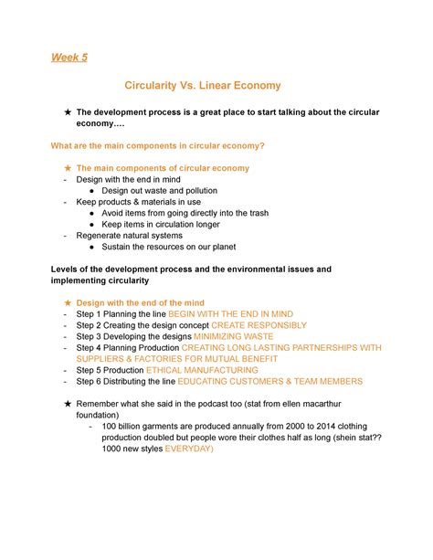 Fm 109 Notes Professors Lecture On Circularity Vs Linear Economy
