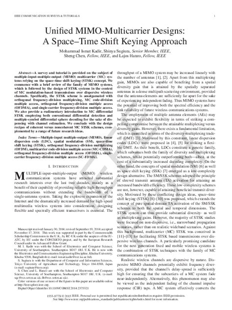 Pdf Unified Mimo Multicarrier Designs A Spacetime Shift Keying Approach