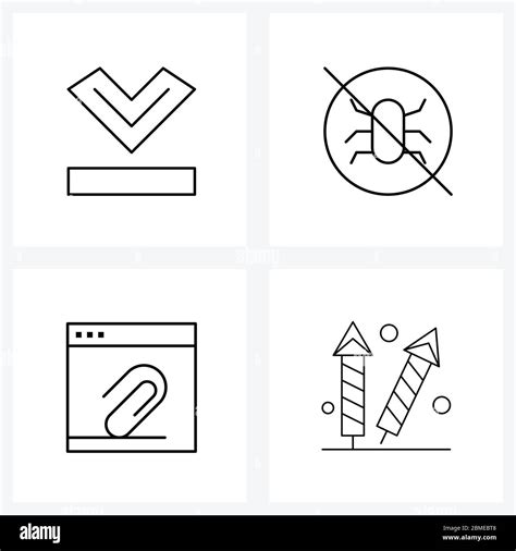 Modern Vector Line Illustration Of 4 Simple Line Icons Of Arrow Attach