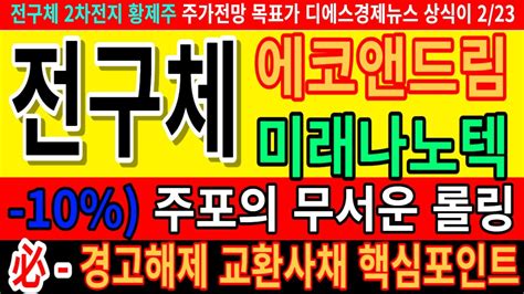 에코앤드림 미래나노텍 10 세력의 의도는 교환사채 일정 주목 핵심포인트 제2 에코프로머티 전구체 핵심주 2차전지 전구체 관련주 폭등랠리 지속된다 쓸어담자 디에스경제뉴스