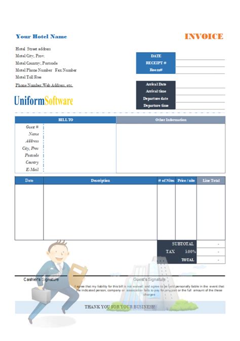 Hotel Guest Folios With Satisfied Business Traveler