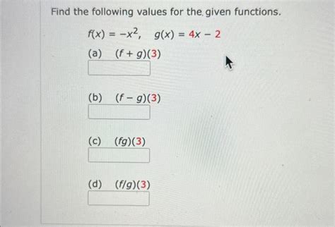 Solved Find The Following Values For The Given Functions Chegg