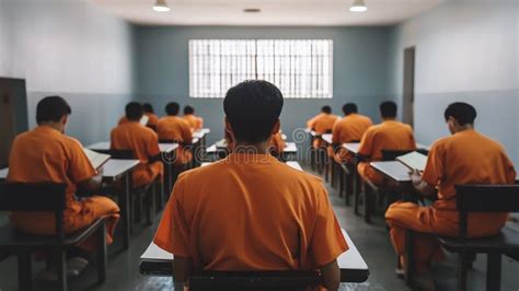 Prisoners In Orange Jumpsuits Engage In A Rehabilitation Program