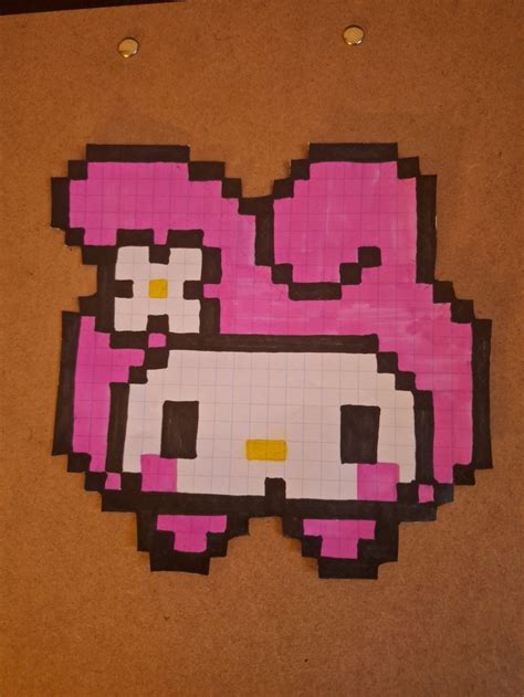 My Melody Pixel Art 🐰🩷 Pixel Art Easy Pixel Art Pixel Art Grid