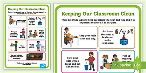 KS Keeping Our Classroom Clean Display Poster Twinkl