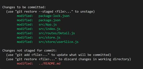 에러일지 Changes not staged for commit