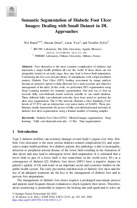 Pdf Semantic Segmentation Of Diabetic Foot Ulcer Images Dealing With Small Dataset In Dl