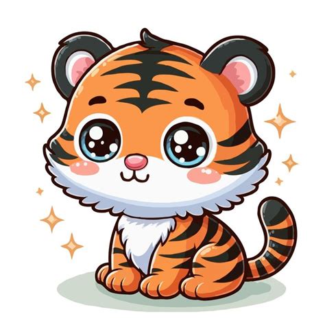 색 배경에 귀여운 호랑이 터 프리미엄 벡터
