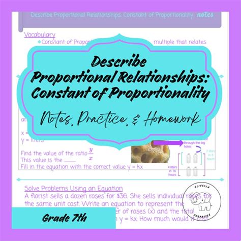 Describe Proportional Relationships Constant Of Proportionality Notes