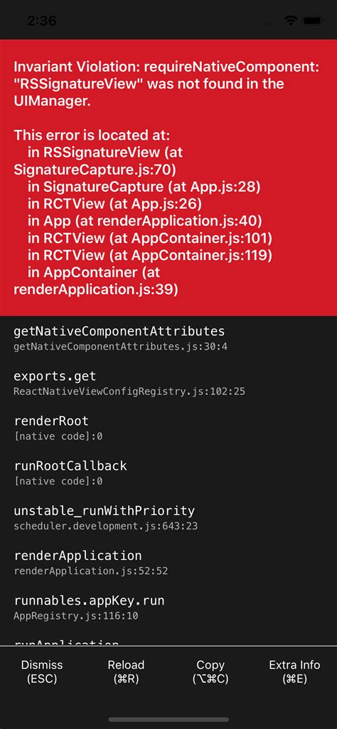 RSSignatureView Was Not Found In TheUIManager Issue RepairShopr React Native
