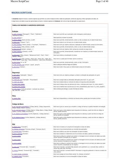 Manual Macros Scriptcase Pdf Macro Ciência Da Computação Script