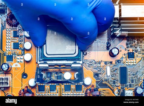 Electronic Circuit Board With Processor Stock Photo Alamy
