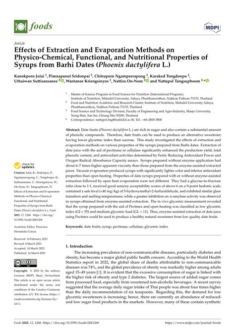 Pdf Effects Of Extraction And Evaporation Methods On Physico Chemical