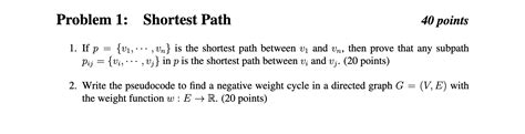 Solved Problem Shortest Path Points If P V Chegg
