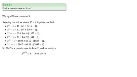 Pseudoprimes To Base 2 Youtube