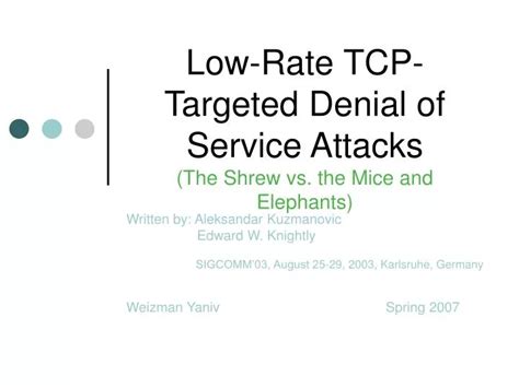 Ppt Low Rate Tcp Targeted Denial Of Service Attacks The Shrew Vs