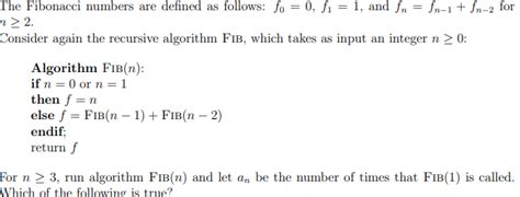 Solved The Fibonacci Numbers Are Defined As Follows