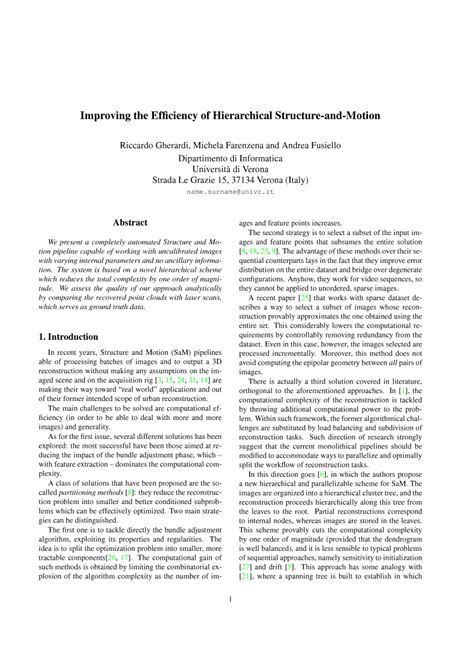 Pdf Improving The Efficiency Of Hierarchical Structure And Motion