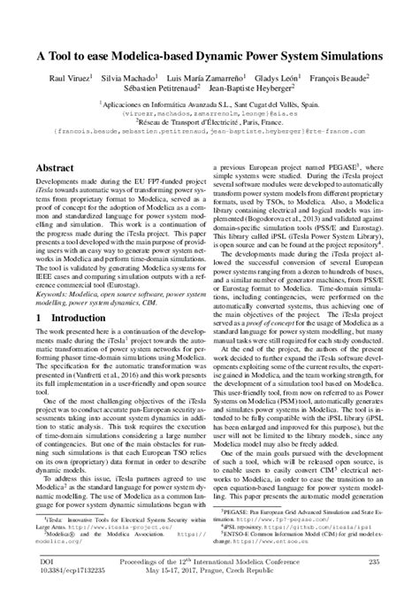 Pdf A Modelica Based Tool For Power System Dynamic Simulations