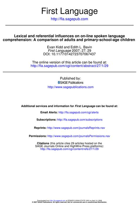 Pdf Lexical And Referential Influences On On Line Spoken Language Comprehension A Comparison