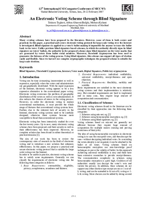 Pdf An Electronic Voting Scheme Through Blind Signature