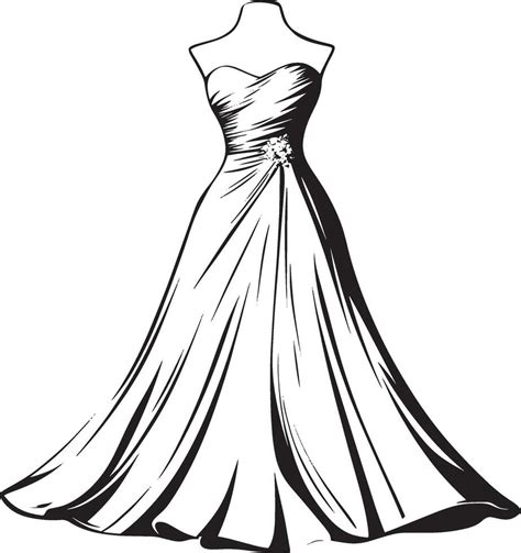 Wedding Dress Outline Drawing 990 Wedding Dresses Sketches Stock