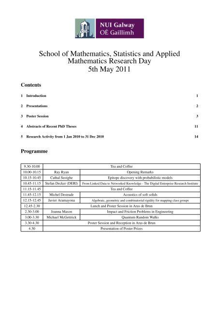 School Of Mathematics Statistics And Applied Mathematics