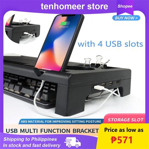 Monitor Stand Monitor Riser With Usb Hub Support Charging Computer Stand With Holding Slots