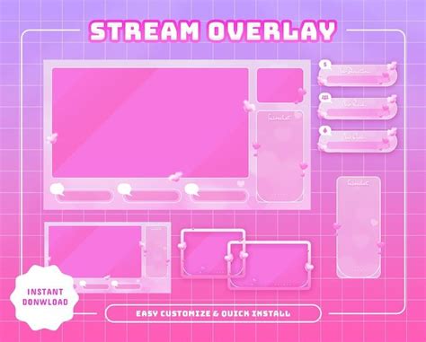 Romantic Animated Stream Package Transition Panels Girly Cute Simple Chill Feminine Lovely Heart