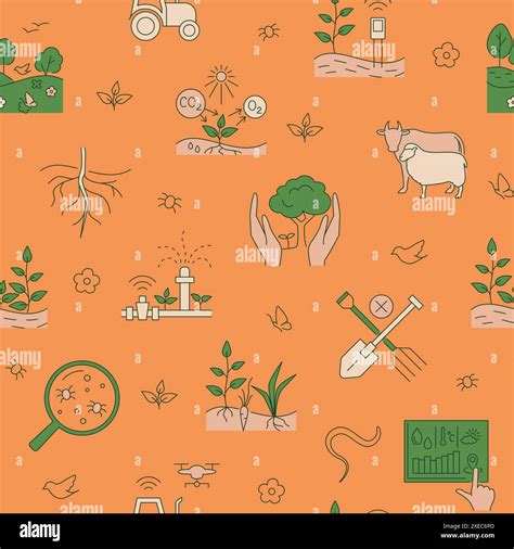 Smart Farming Seamless Pattern Agriculture Technology Harvest Optimization Vector