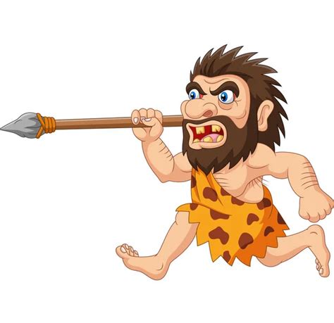 Cartoon Caveman Hunting Spear — Stock Vector © Tigatelu 203526016