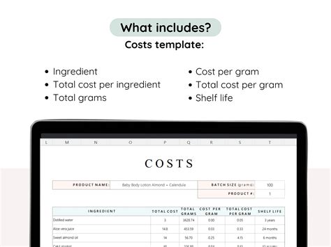 Skincare Formulation EASY And SIMPLE Google Sheets Template For Cosmetics Recipes Handmade