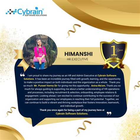 Cybrain Software Solutions Pvtltd On Linkedin 1workanniversary Hrmilestone
