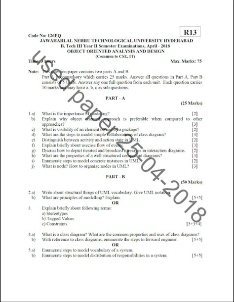 Jntuh Btech Object Oriented Analysis And Design April 2018 Question
