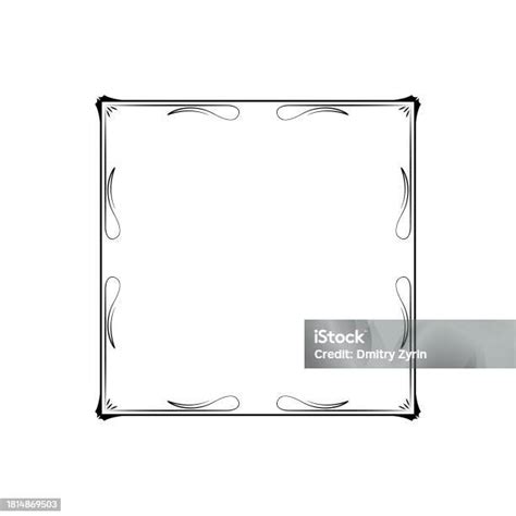 추상 검정 심플한 라인 스퀘어 와 잎 잎 프레임 꽃 낙서 윤곽 윤곽 요소 벡터 디자인 스타일 스케치 고립 된 일러스트 용 결혼식 및 배너 0명에 대한 스톡 벡터 아트 및