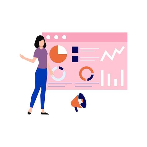Premium Vector Girl Looking At Business Chart Graph