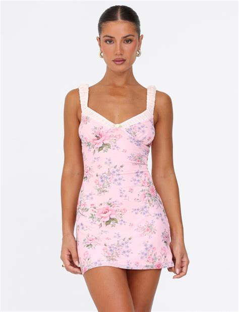 Amaran Mini Dress Pink Floral Wild Flower Tiger Mist