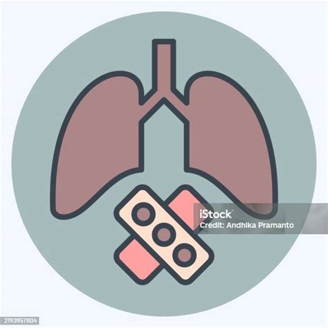 아이콘 손상된 폐 흡연 기호와 관련이 있습니다 색상 메이트 스타일 디자인 편집 가능 개념에 대한 스톡 벡터 아트 및 기타 이미지 개념 개발 건강관리와 의술 Istock