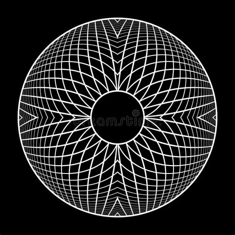Abstract Geometric Circle Convex White Pattern On Black Background Stock Vector Illustration