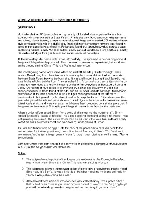 Week 12 Tutorial Evidence Week 12 Tutorial Evidence Assistance To