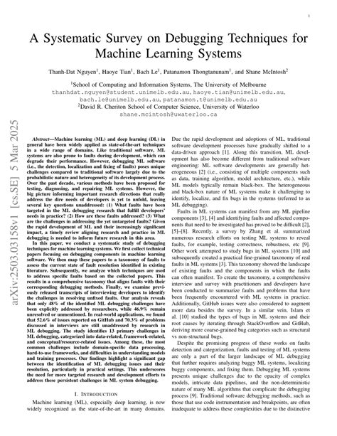 pdf a systematic survey on debugging techniques for machine learning